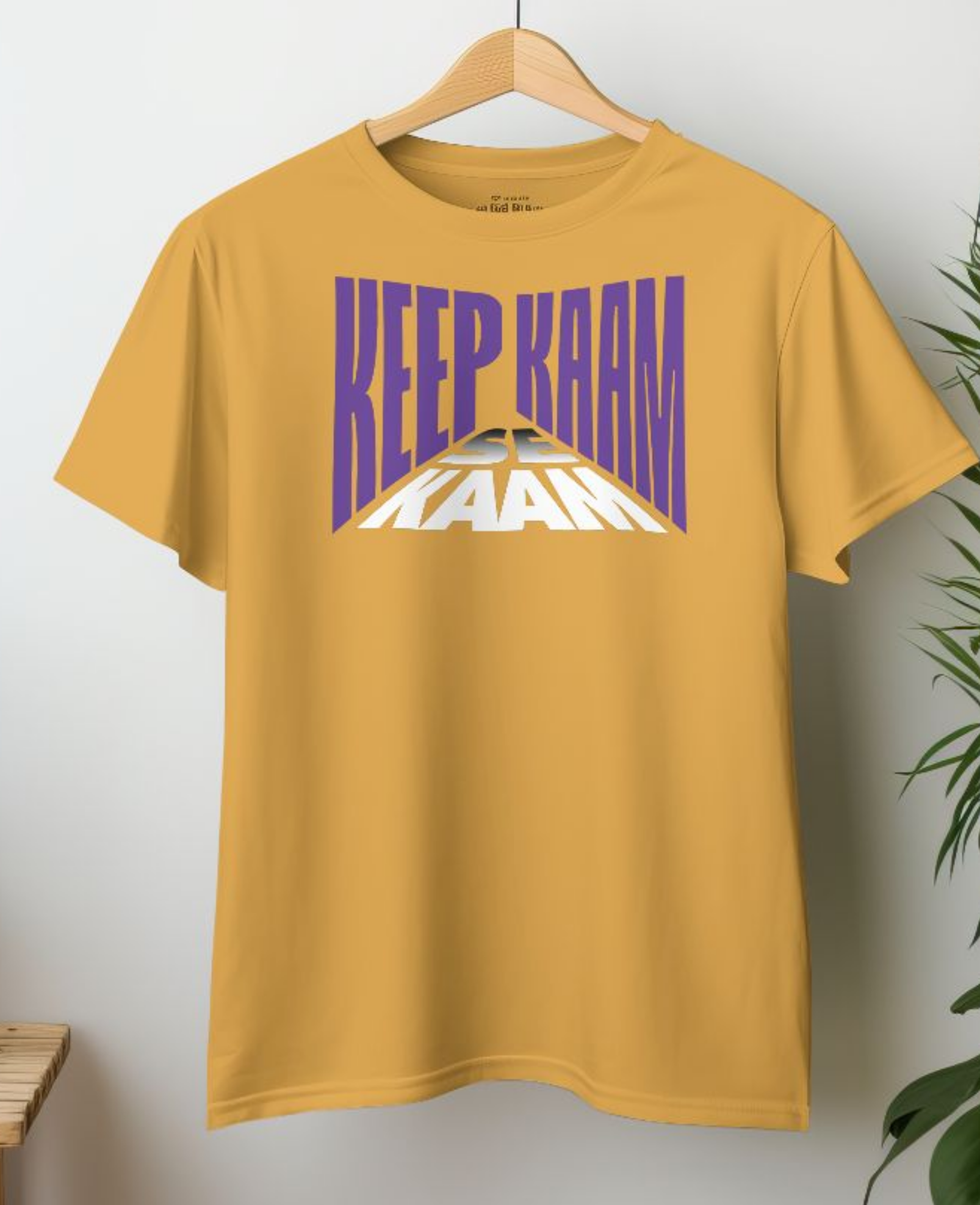 Men's Oversized T-shirt Keep Kaam Se Kaam Typography Print - Knot Over It